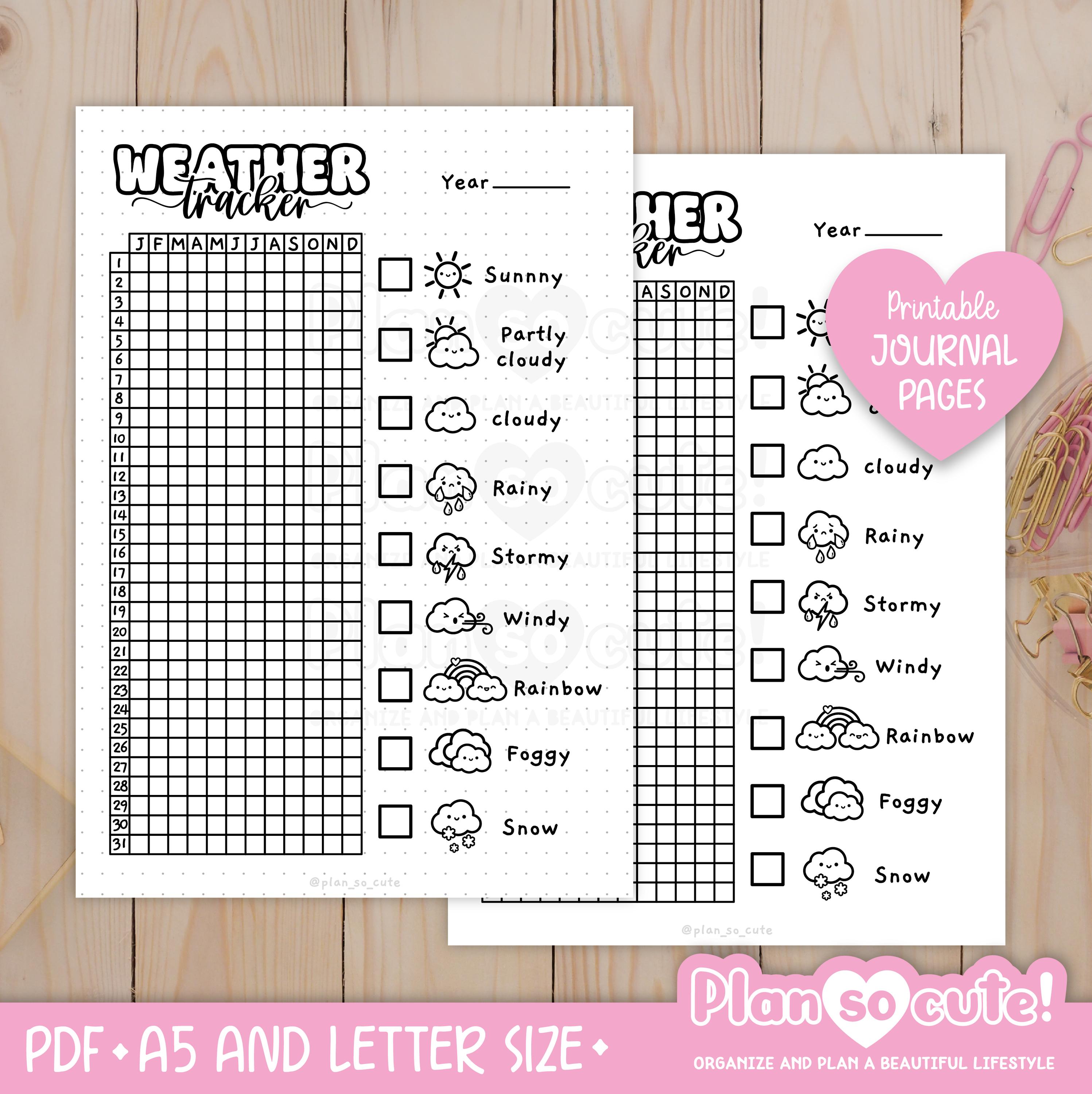 Weather Tracker, Printable Weather Tracker, Bullet Journal Printable ...