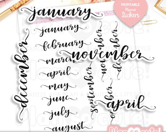 Printable Month Script Stickers | Month Script Stickers | Printable ...