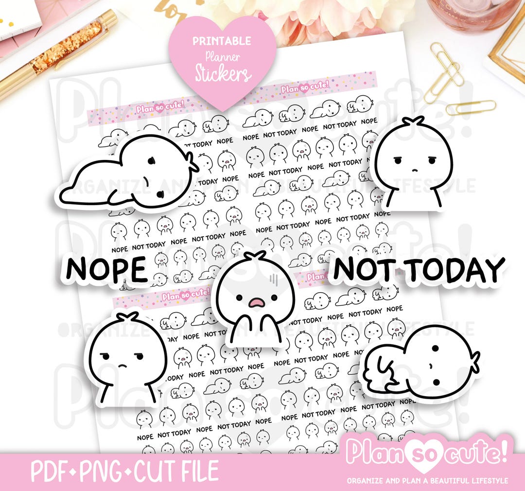 Tiny Puppet Not Today, Nope Stickers, Emoji Stickers, Printable Planner ...