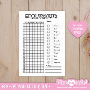 Mood Tracker, Bullet Journal Printable, A5 and Letter Size - Etsy Australia