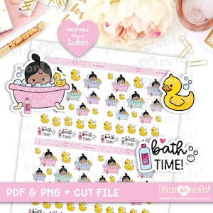 Sara Bath Time, Printable Stickers, Dark Skin,printable Planner ...