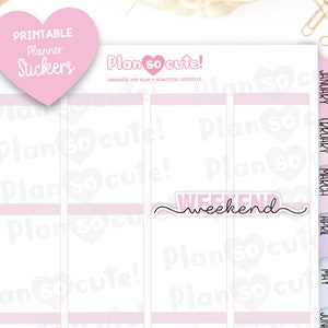 WEEKEND Script, Printable Planner Stickers, Script Stickers - Etsy