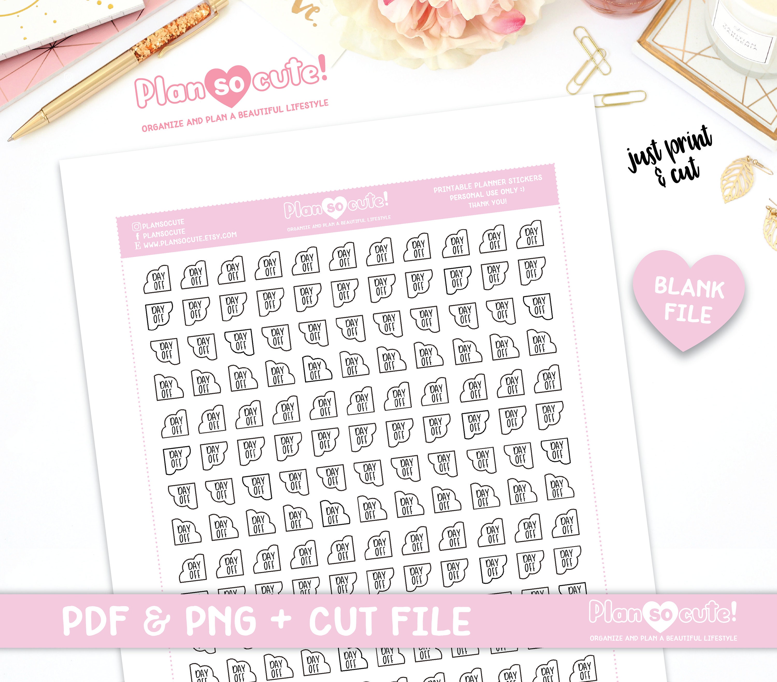 Day Off Corner Stickers Printable Planner Stickers Cricut | Etsy