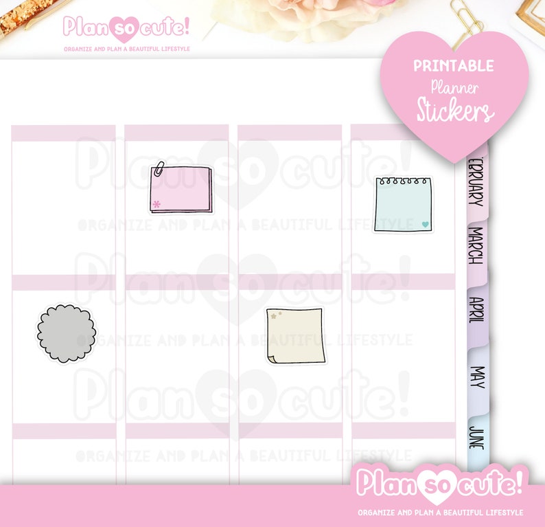 Doodle Sticky Notes Stickers, Printable Planner Stickers, Bullet ...