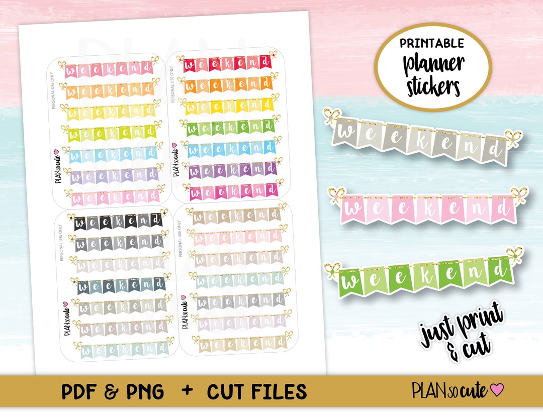 Weekend Banner, Printable Planner Stickers - Etsy
