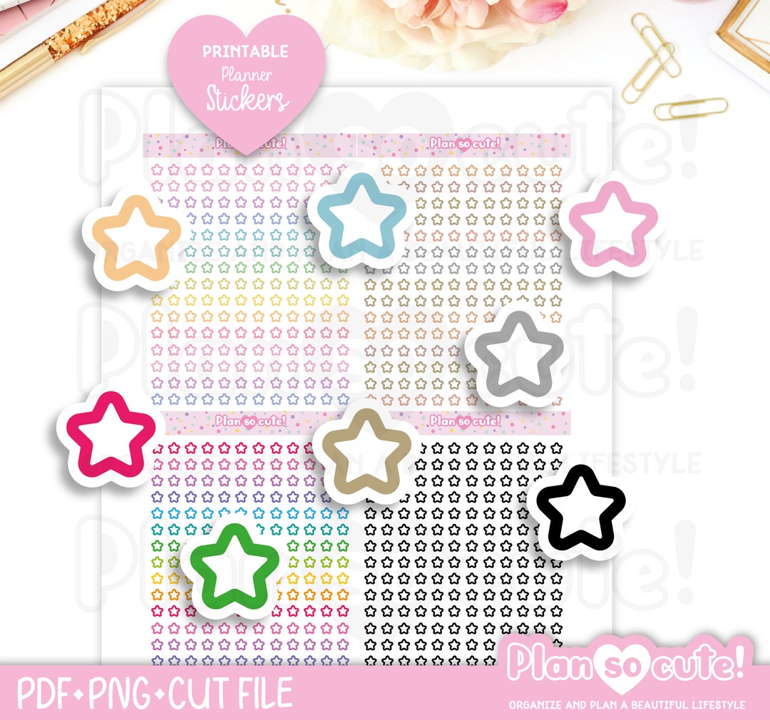 Star Check Stickers, Printable Planner Stickers, Bullet Journal ...