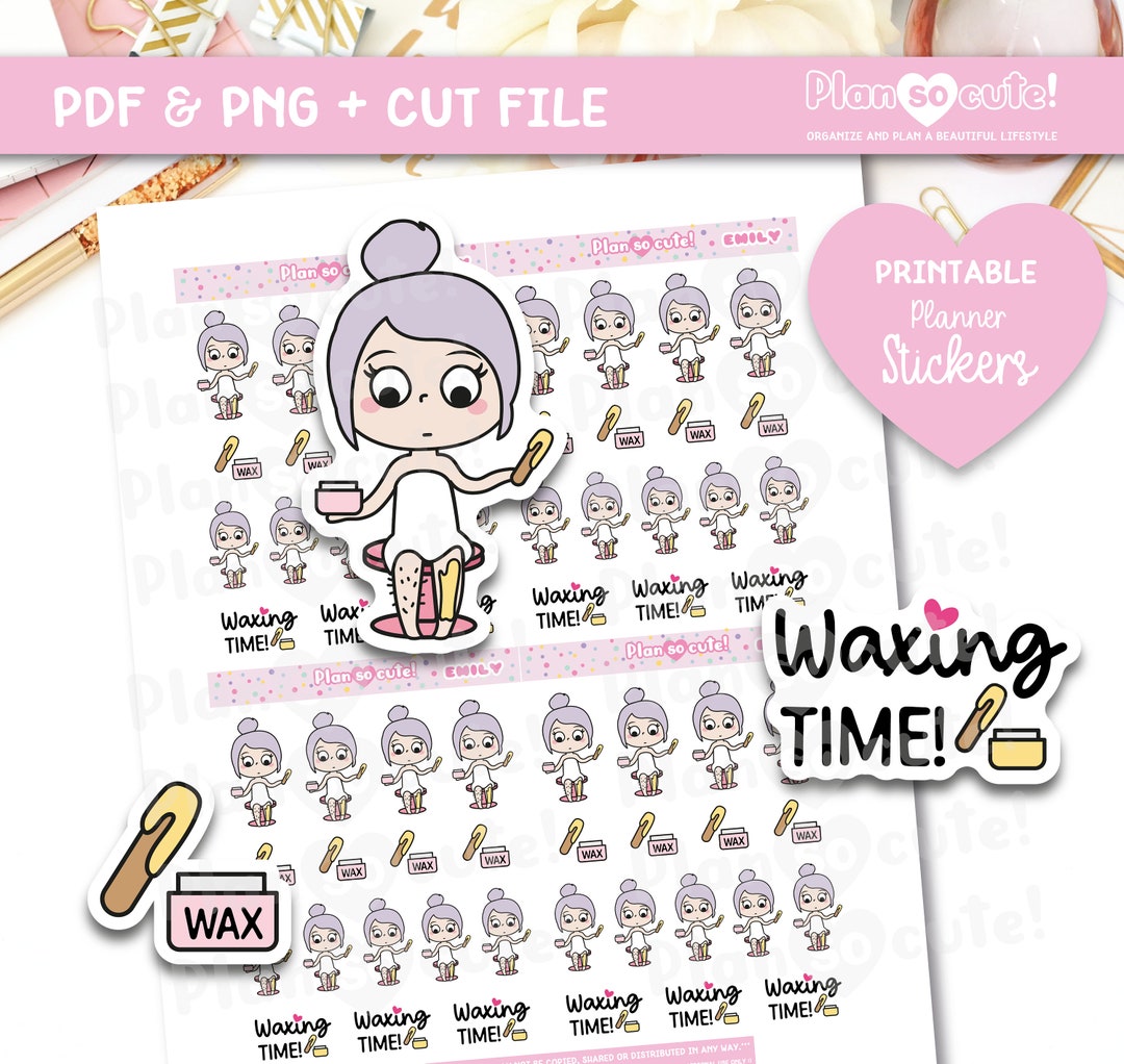 Emily Waxing Time Printable Stickers, Waxing Stickers, Cricut and ...