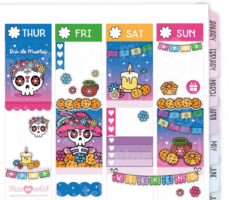 Día De Muertos Printable Planner Stickers EC Mini Kit Sugar - Etsy