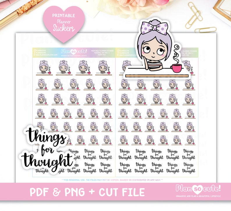 Things for Thought Printable Planner Stickers, Emily Light Skin ...