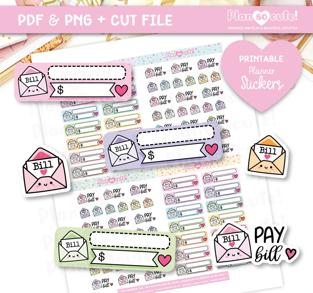Pay Bill, Printable Planner Stickers, Finance Stickers, Bill Track ...