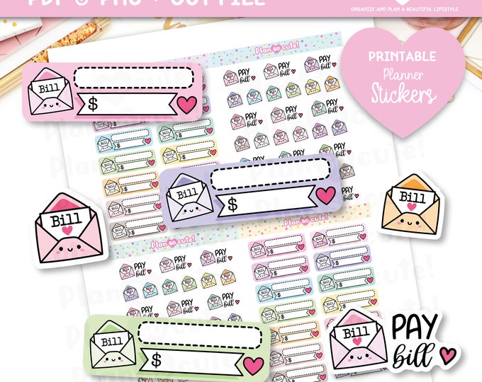 Bill Due Stickers, Bill Due Planner Stickers, Printable Budget Stickers ...
