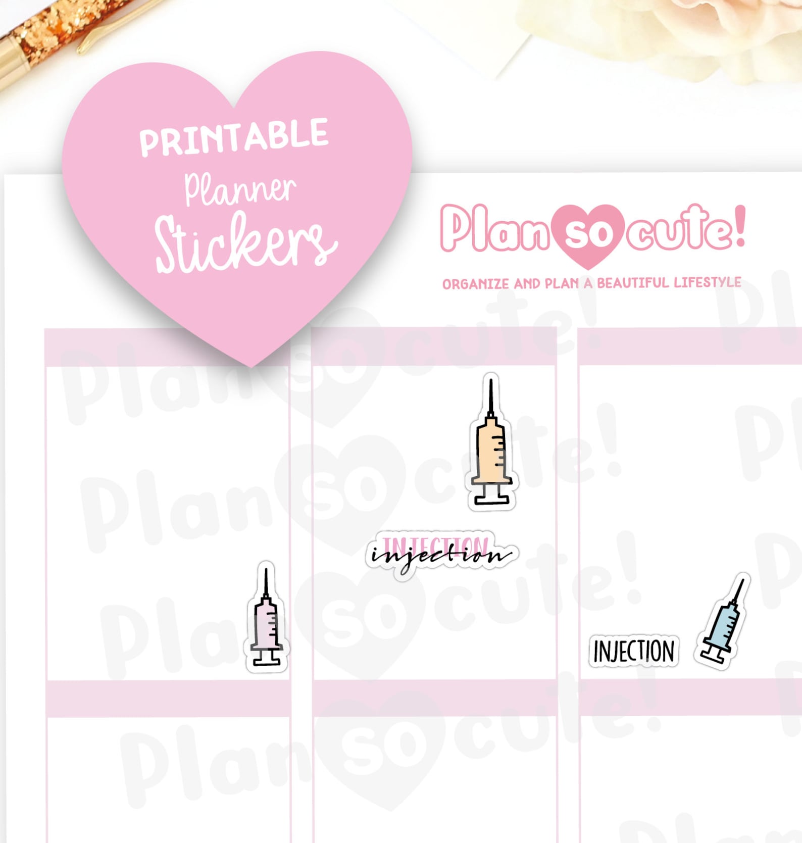 Injection Printable Planner Stickers Cricut and Silhouette | Etsy