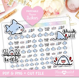 Shark Week, Period Tracker, Printable Planner Stickers, Bullet Journal ...
