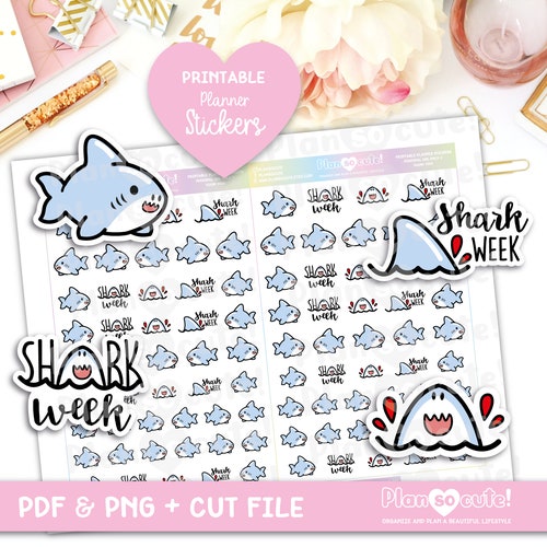 Shark Week Period Tracker Printable Planner Stickers - Etsy Canada