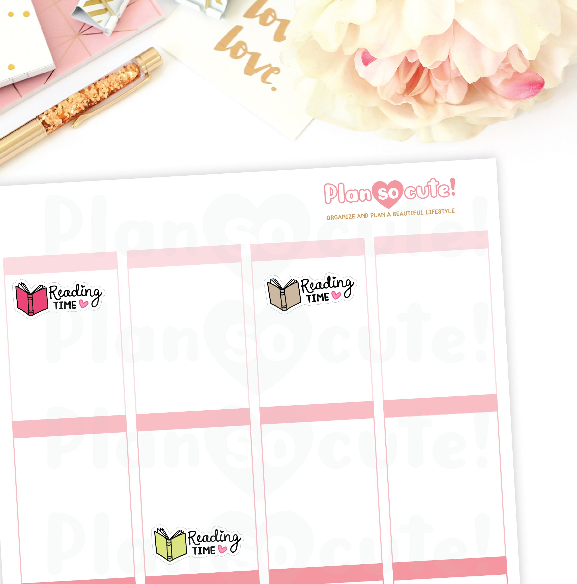 Doodle Reading Time Script Printable Planner Stickers | Etsy