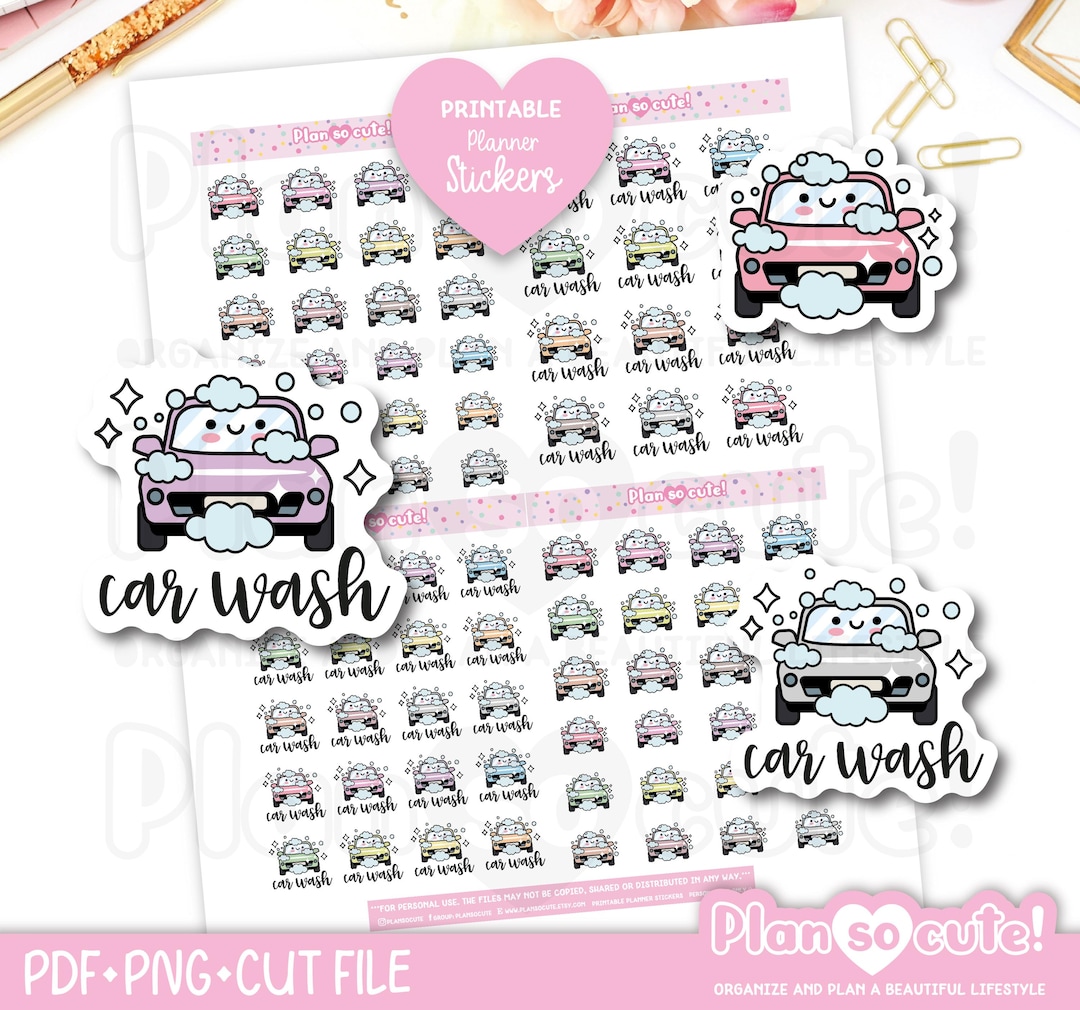 Car Wash Stickers, Printable Planner Stickers, Bullet Journal Stickers ...