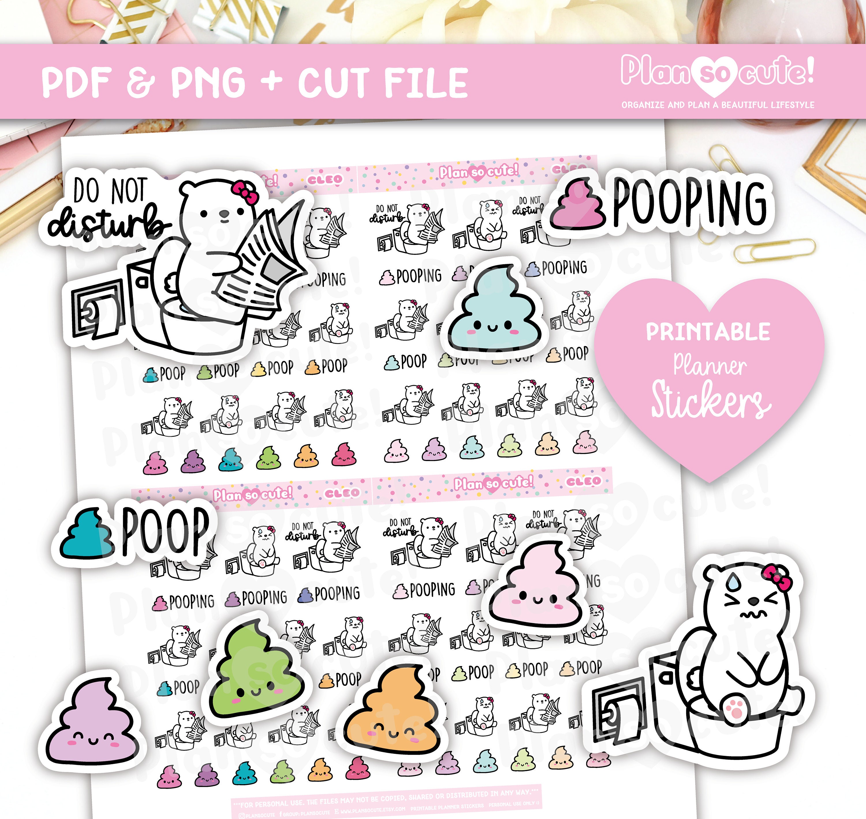 Pooping Cleo Printable Stickers Poop Stickers Printable - Etsy Australia