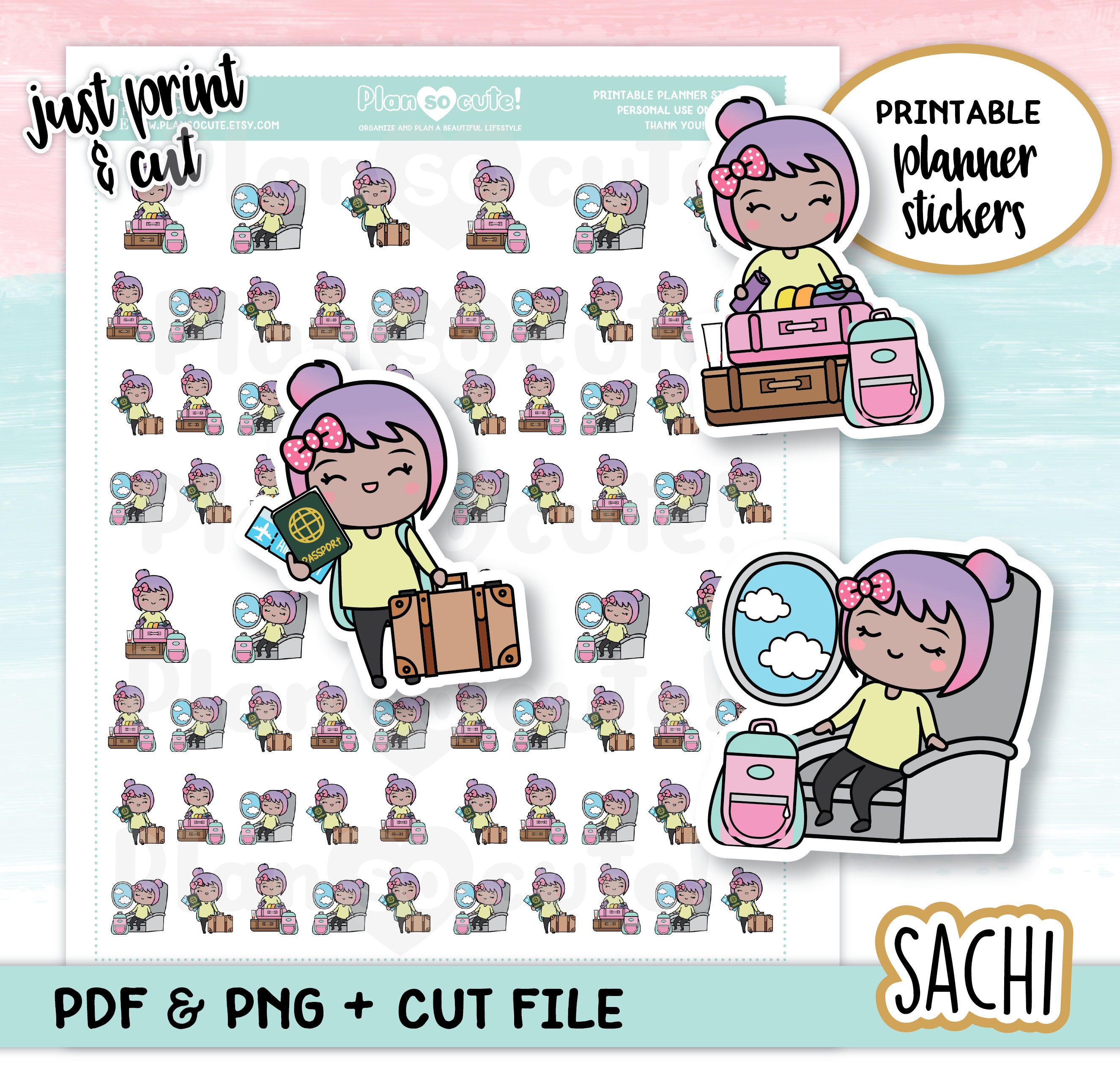 Travel Printable, Printable Planner Stickers, Hobonichi Printable ...