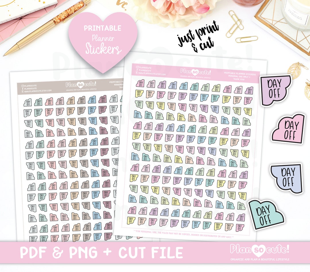 Day Off, Corner Stickers, Printable Planner Stickers - Etsy