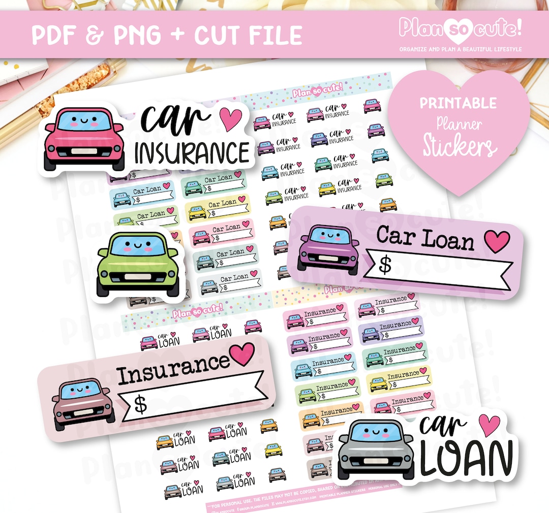 Car Insurance Bill, Car Loan Bill, Printable Planner Stickers, Finance ...