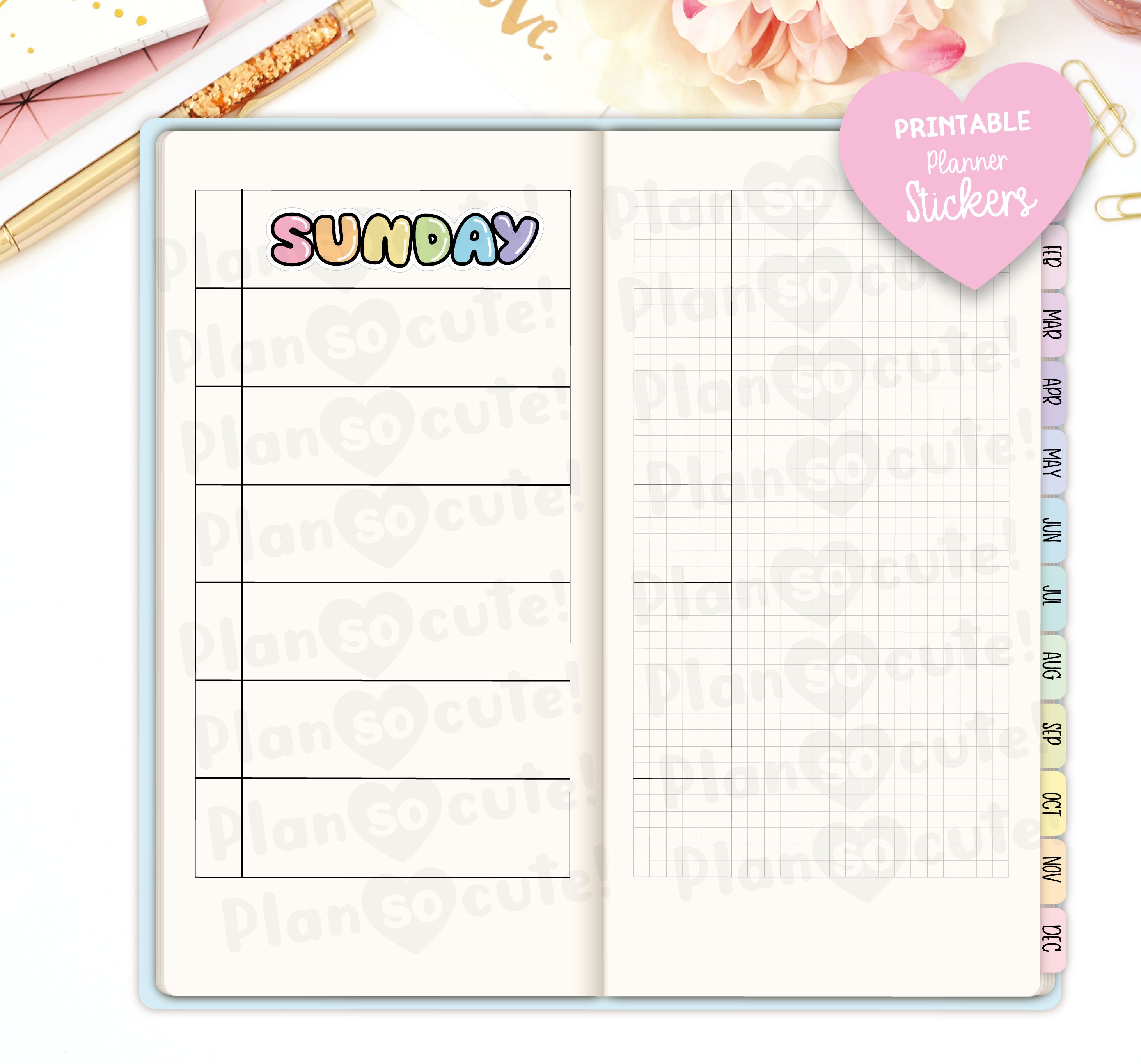 Big Fluffy Days of the Week Script, Printable Planner Stickers - Etsy