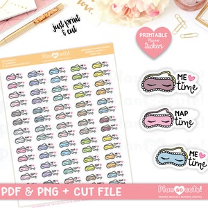 Nap Time, Sleep Mask, Printable Planner Stickers, Bullet Journal ...