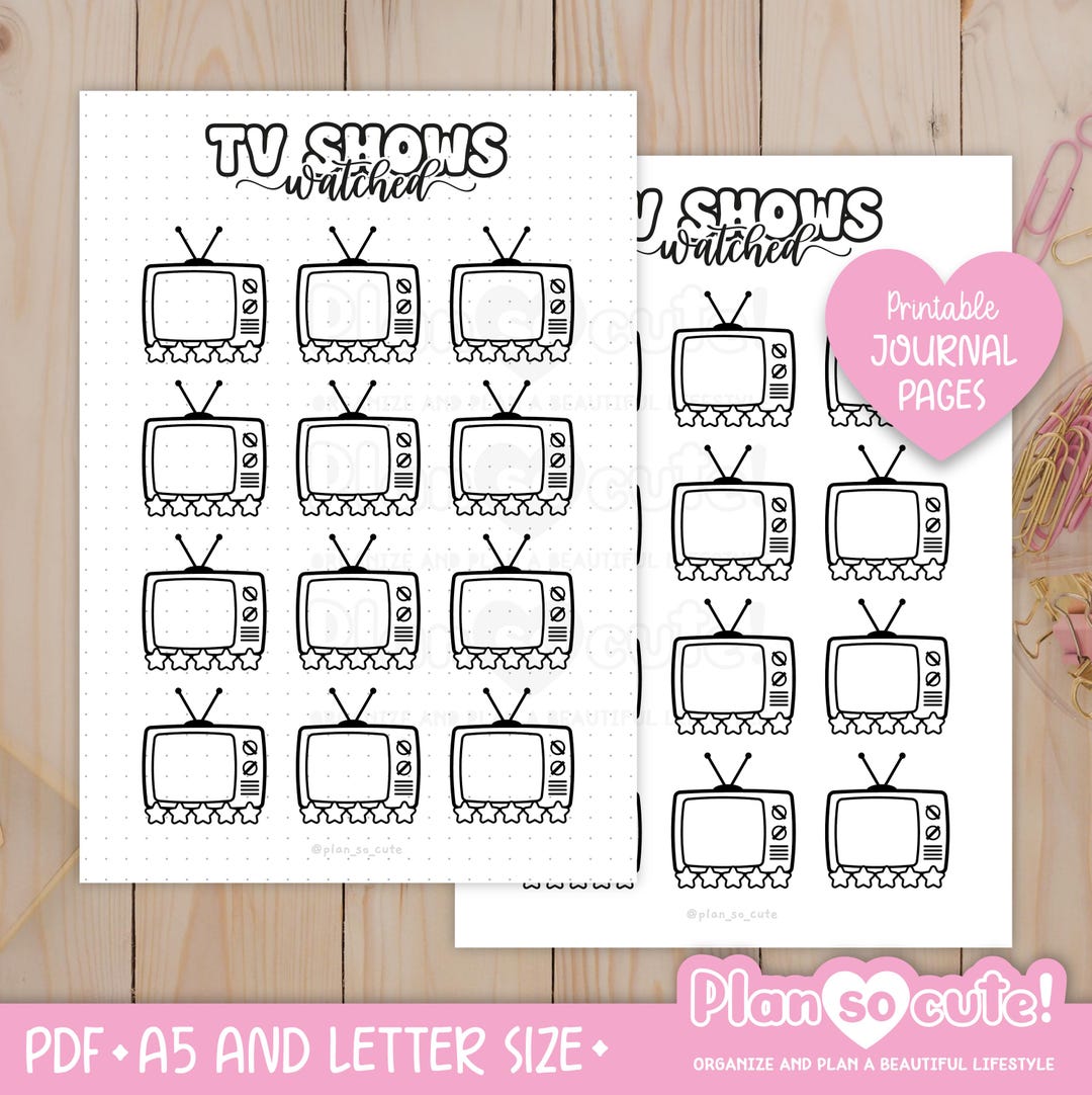 TV Shows Watched Tracker, Printable TV Shows Rating, Bullet Journal ...