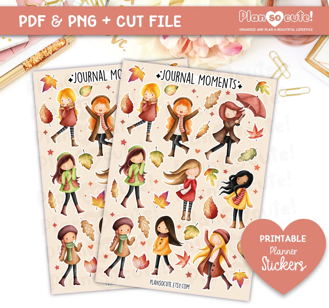 Autumn Girls, Chibi Girl, Fall Printable Planner Stickers, Journal ...