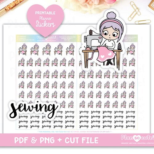 SEWING STICKERS Printable Planner Stickers/decorative Cute - Etsy