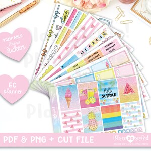 Hello Summer Printable Weekly Kit, Printable Planner Stickers, Cricut ...