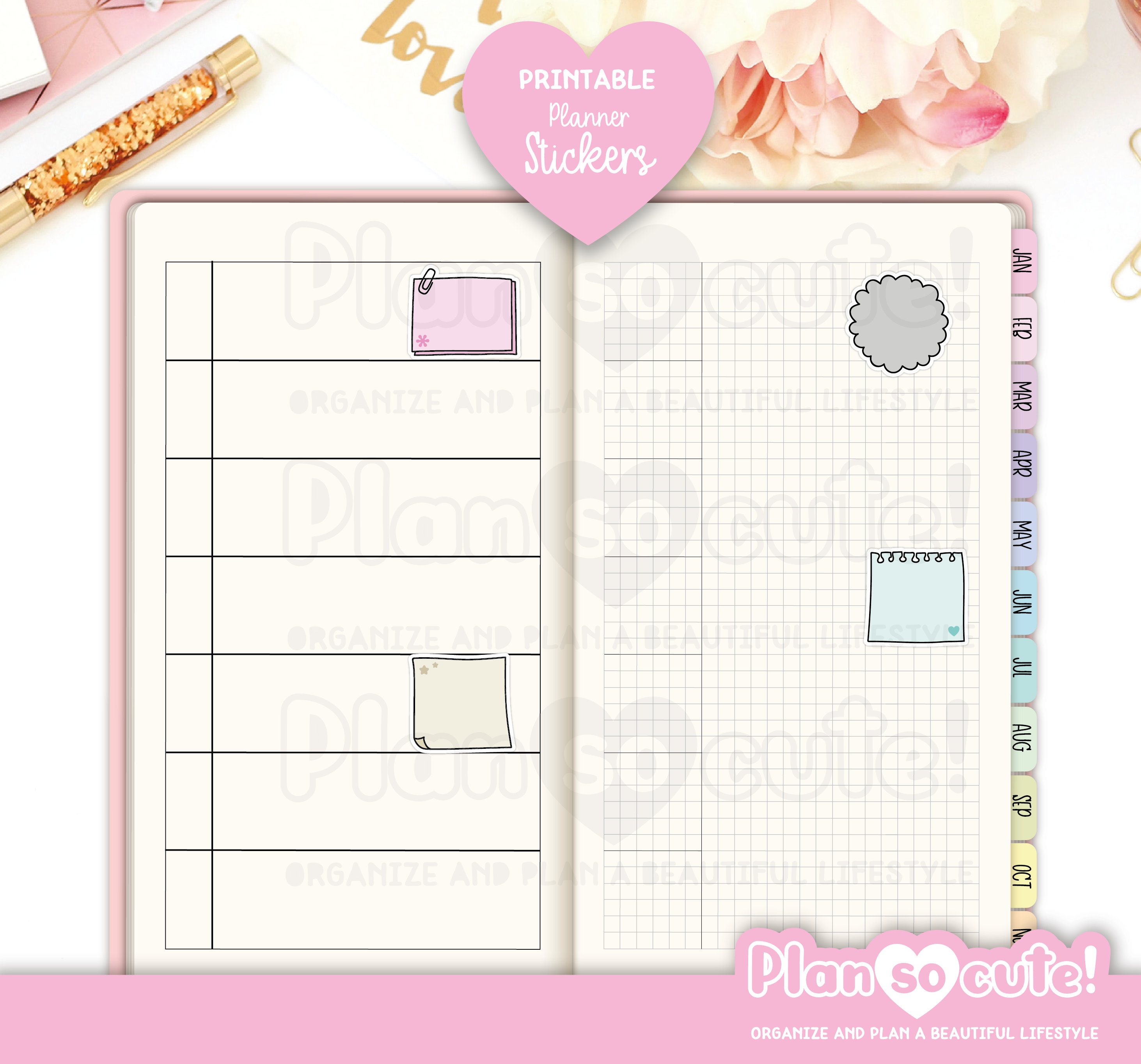 Doodle Sticky Notes Stickers, Printable Planner Stickers, Bullet ...