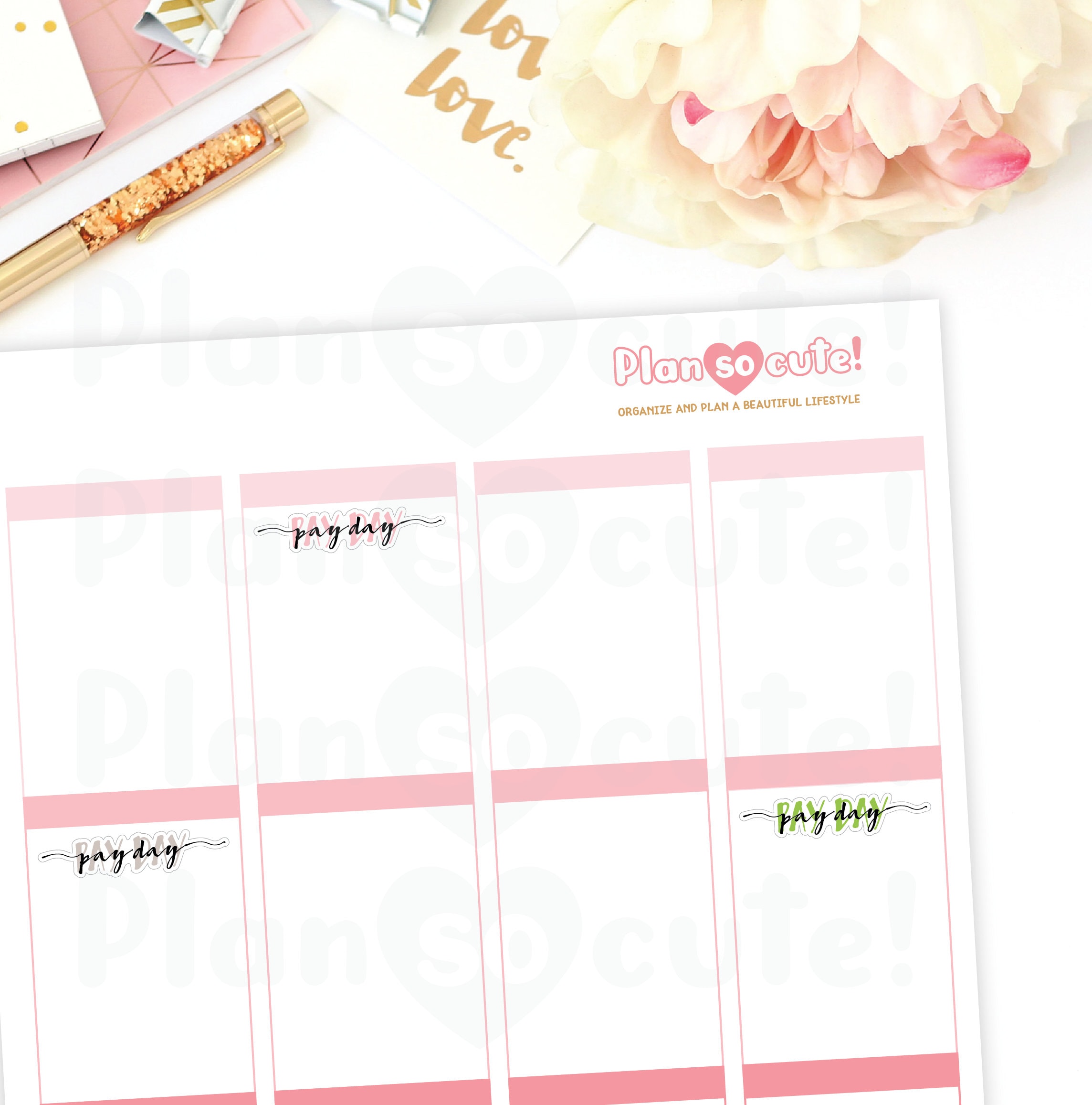 Pay Day Script Printable Planner Stickers Cricut and - Etsy
