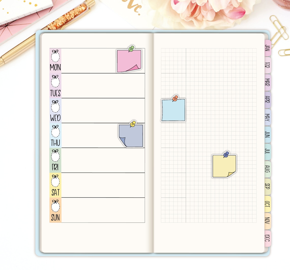 Pin Sticky Notes Printable Planner Stickers Note Stickers - Etsy