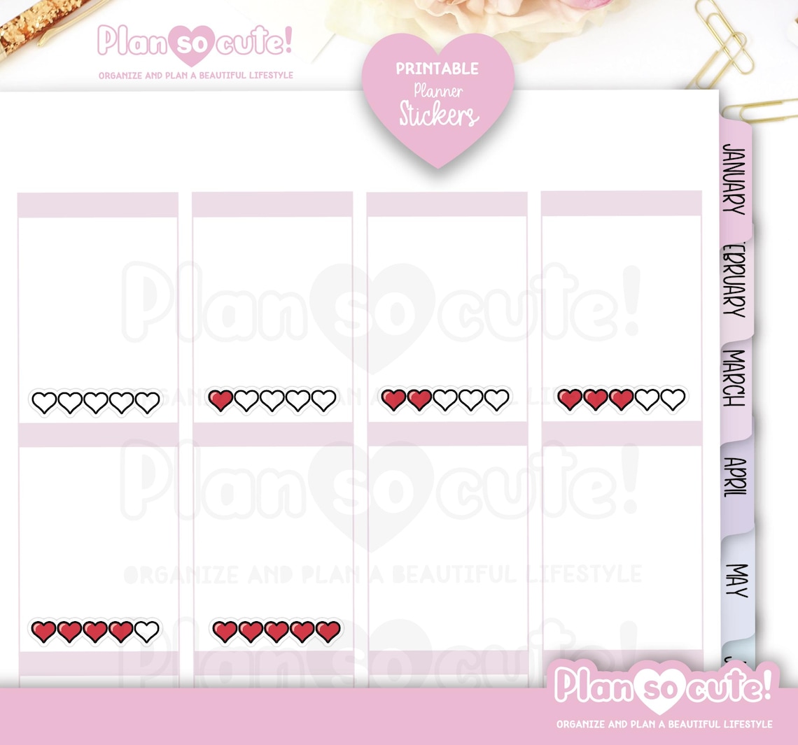 Heart Rating Stickers, Printable Planner Stickers - Etsy