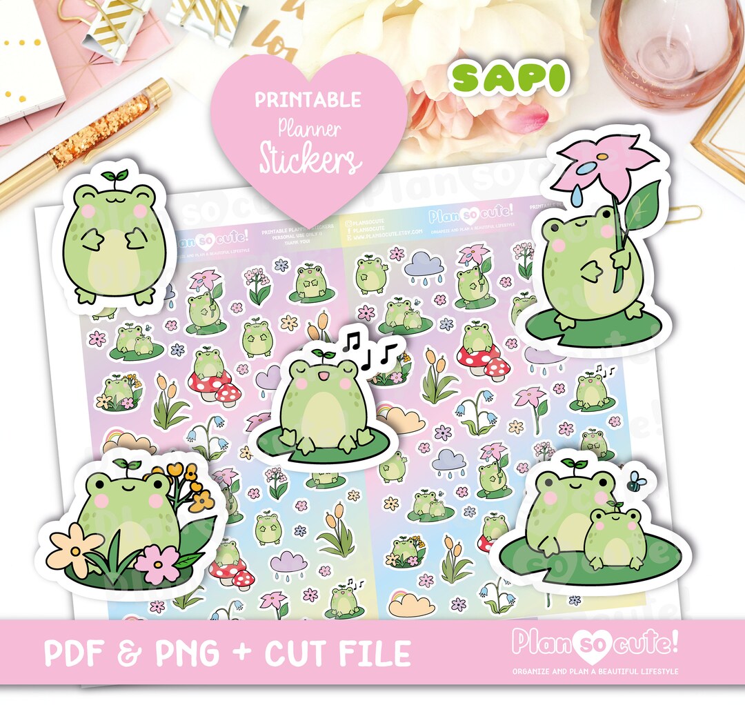 Sapi the Frog, Cute Frog Stickers, Rainy Days, Printable Planner ...