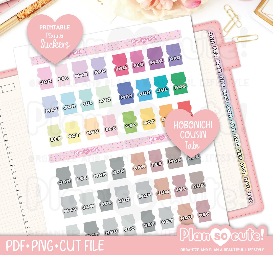 Planner Tabs Stickers, Monthly Tabs Stickers, Printable Planner ...