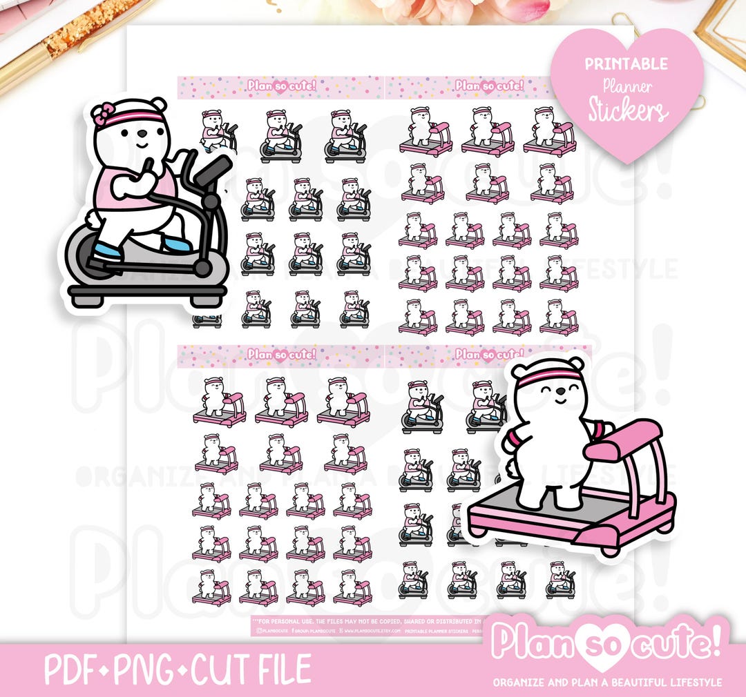 Cleo Elliptical and Treadmill Stickers, Printable Planner Stickers ...