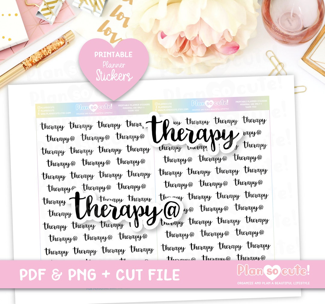 THERAPY Words Printable Planner Stickers, Script - Etsy