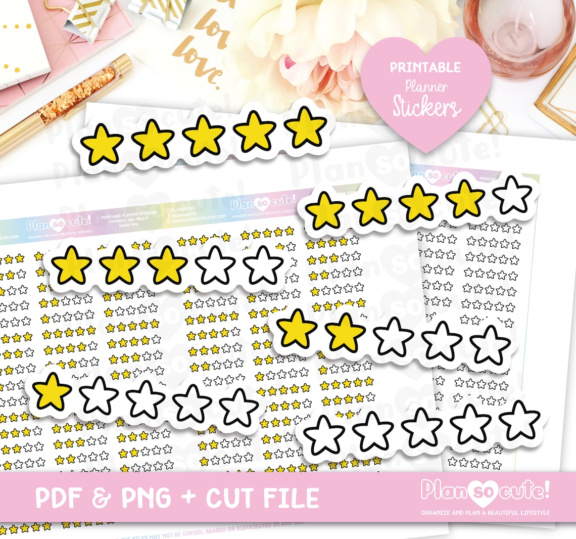 Star Rating, Rating Stars Printable Planner Stickers - Etsy