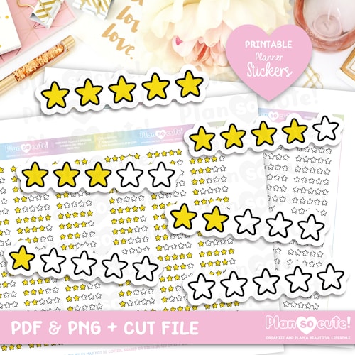 Star Rating Rating Stars Printable Planner Stickers Cricut - Etsy