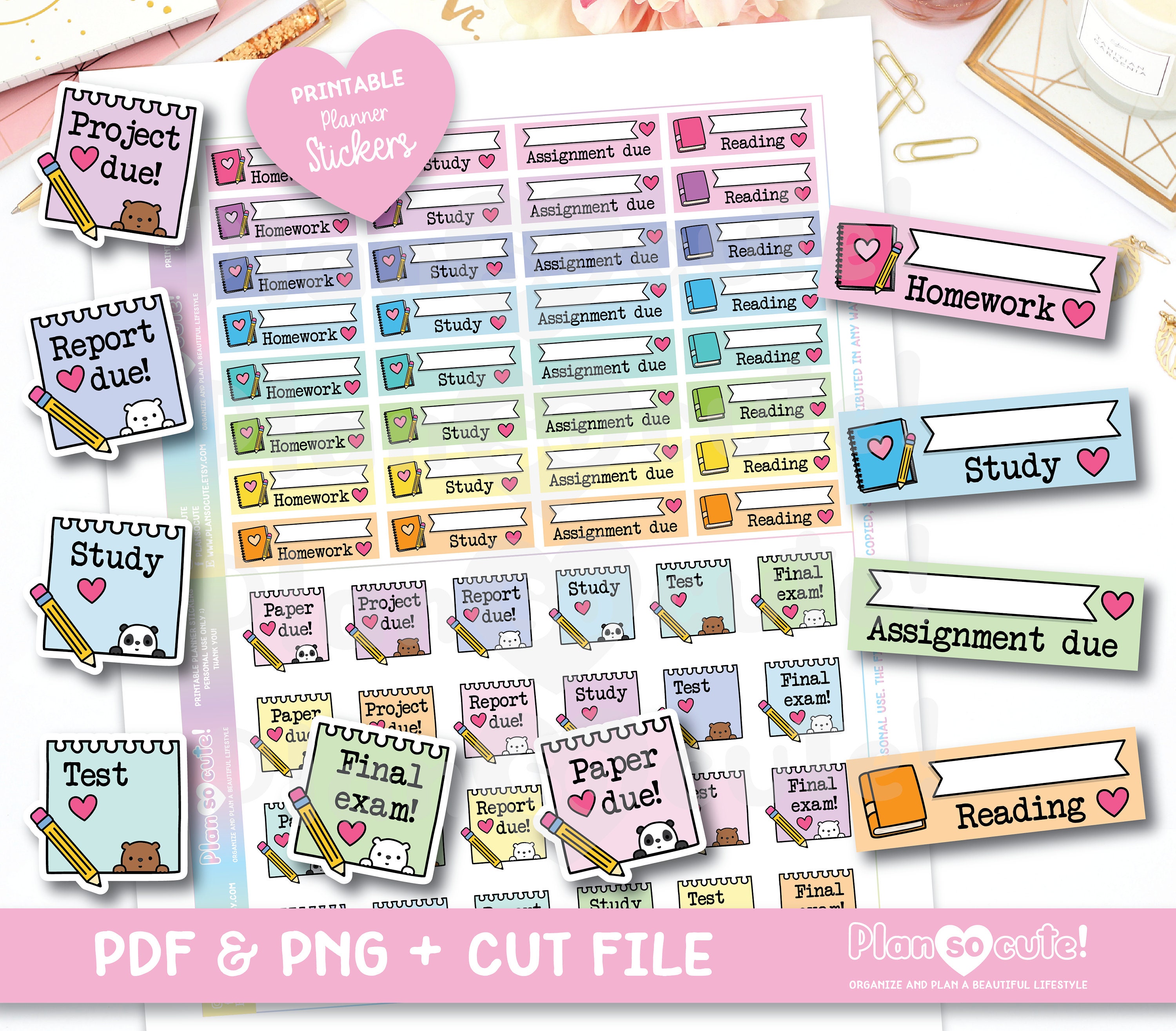 School Reminder Printable Planner Stickers Cricut and - Etsy