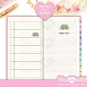 Field Trip Stickers, School Bus Stickers, Printable Planner Stickers ...