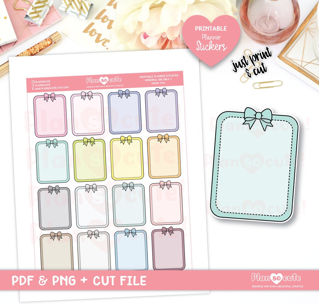 Doodle Bow Full Box, Printable Planner Stickers, Cricut and Silhouette ...