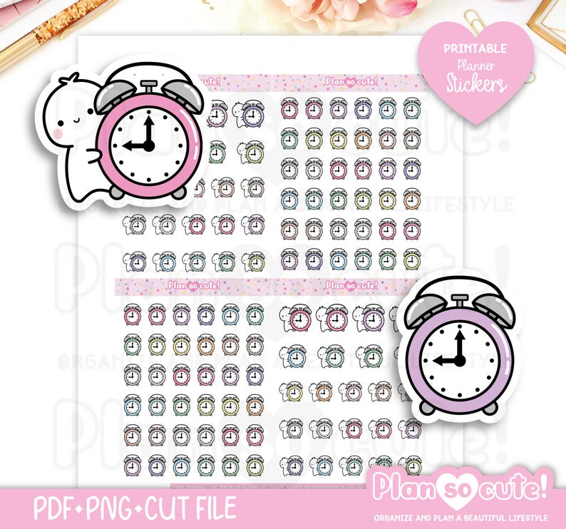 Tinny Puppet O Clock Stickers, Printable Planner Stickers, Bullet ...