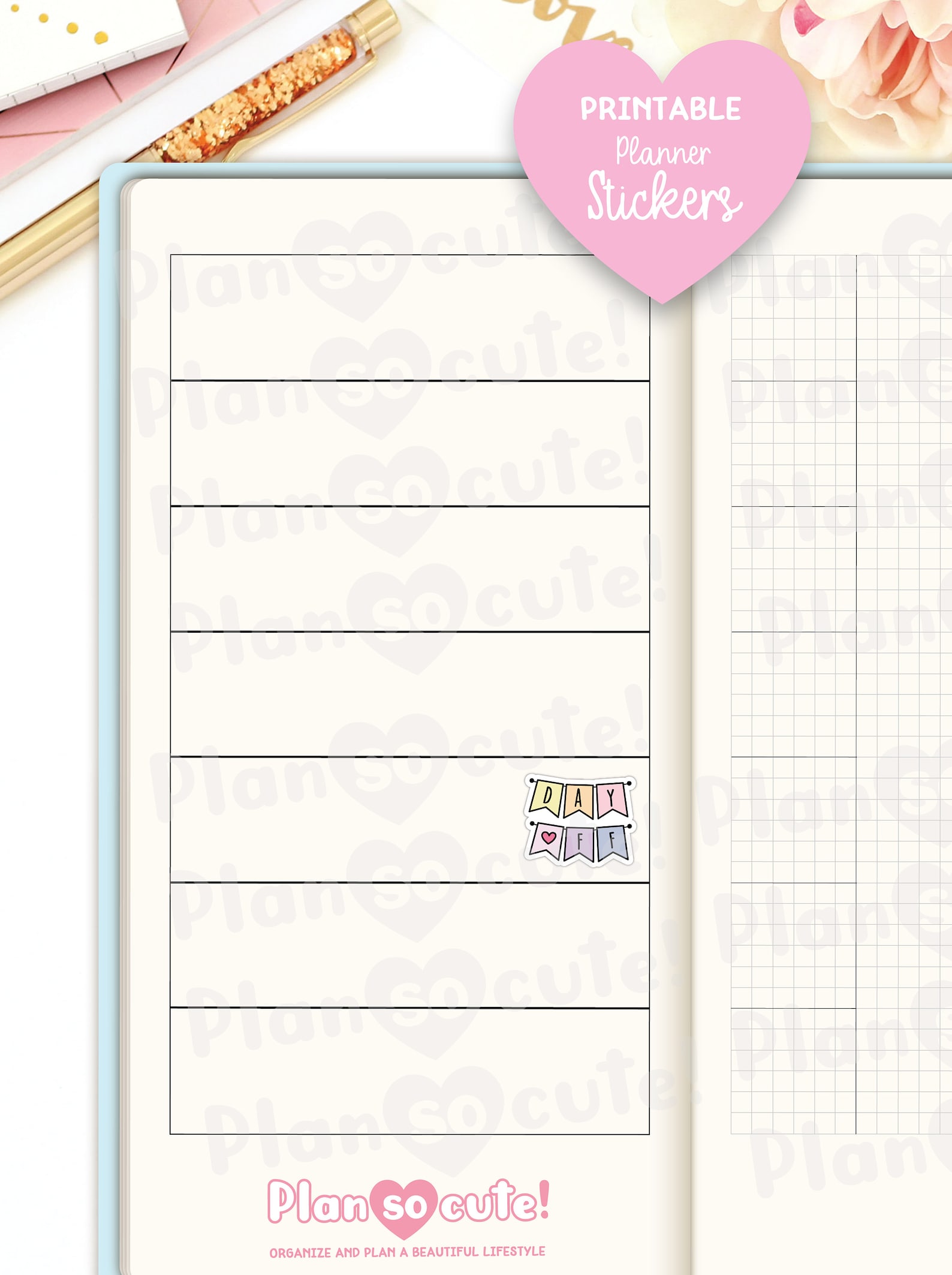 Printable Doodle Day Off, Day off Banner, Printable Planner Stickers ...