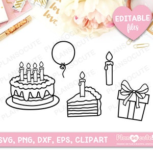 Doodle Birthday Clipart, Happy Birthday, Editable Files, SVG, EPS, PNG ...