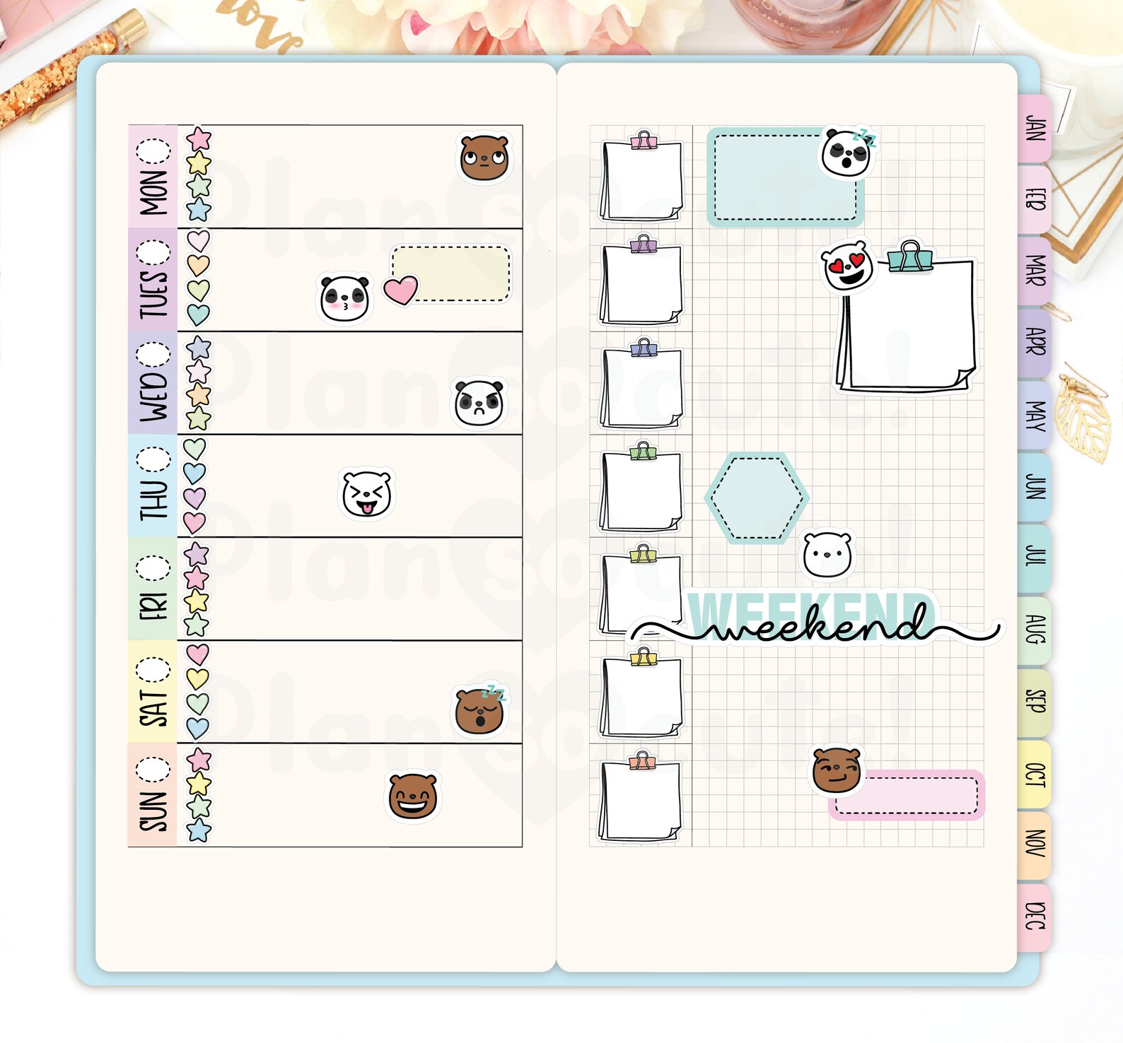 Emoji Printable Planner Stickers, Bear Emojis, Cute Bear Emojis, Cricut ...