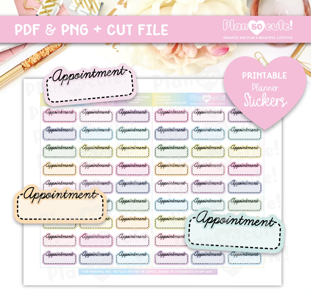 Appointment Printable Planner Stickers, Functional Stickers, Cricut and ...