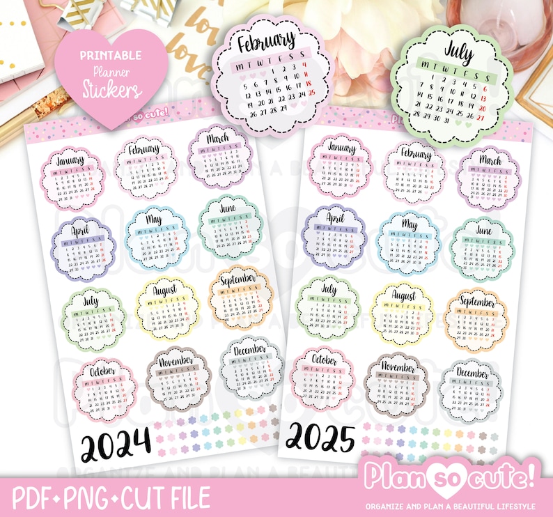 Calendar 2024- 2025, Printable Planner Stickers - Etsy