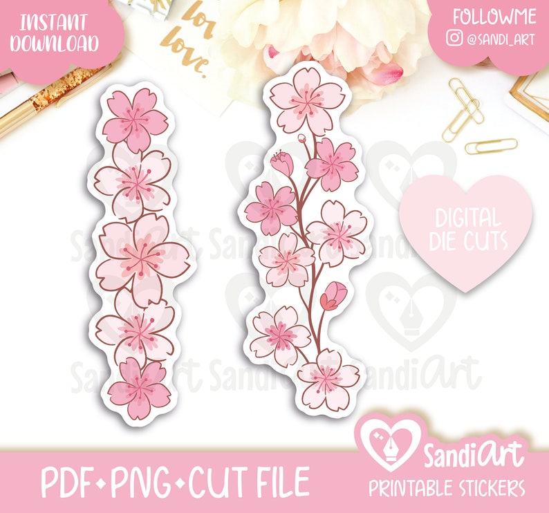 Sakura Die Cuts, Sakura Bookmark, Printable Planner Stickers - Etsy